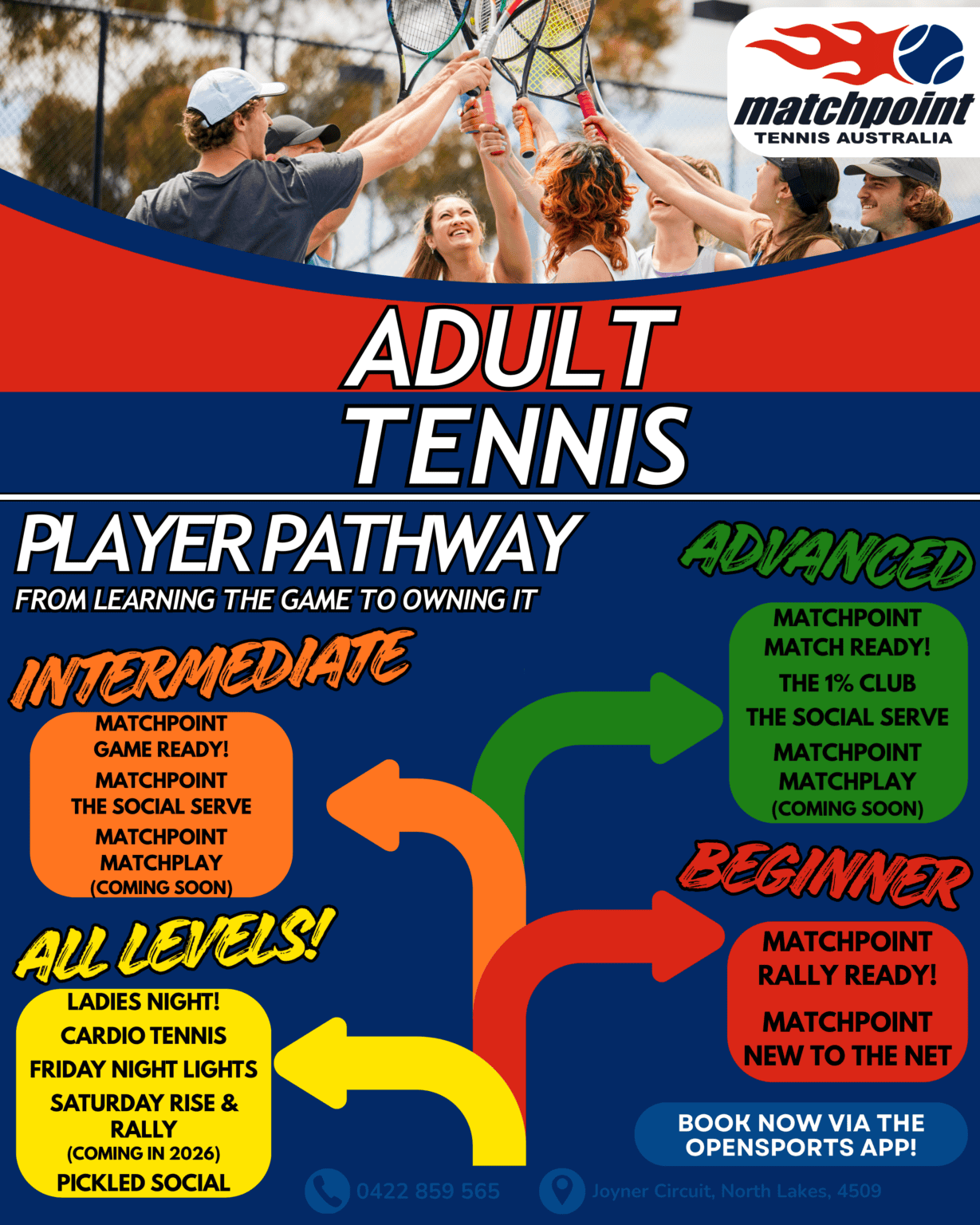 Social Tennis & Adult Lessons Brisbane - Matchpoint Tennis